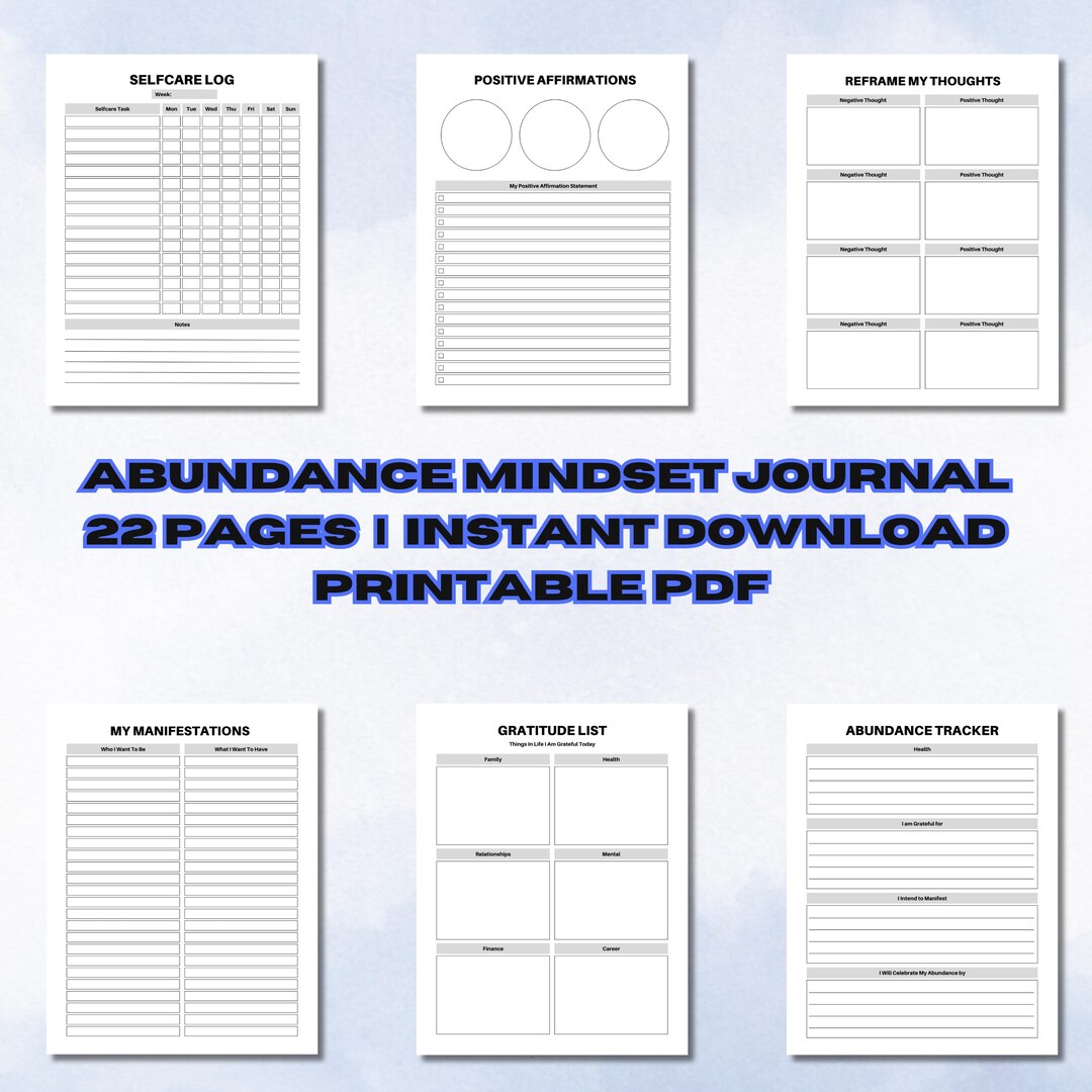 Printable Abundance Mindset Journal, Digital Dream Journal ...