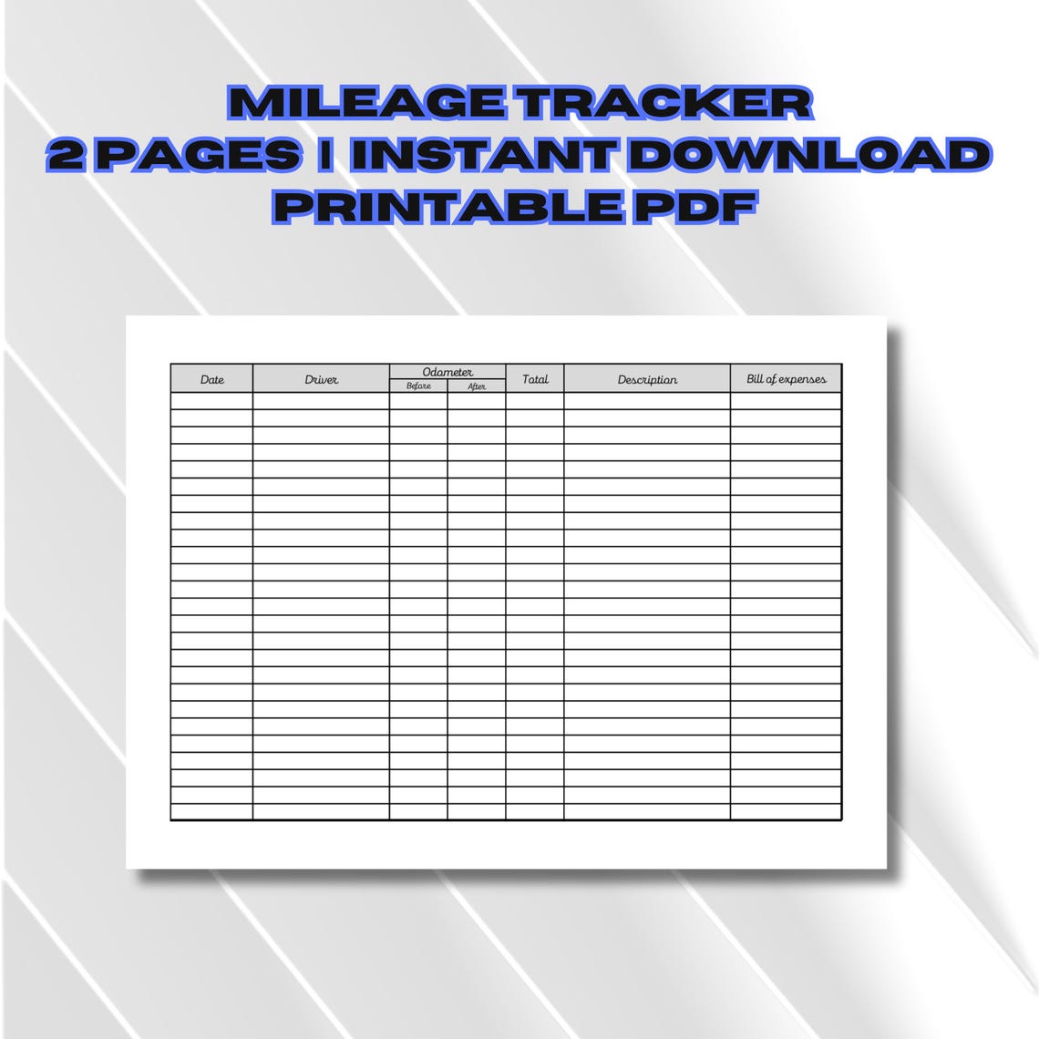 Printable Mileage Tracker, Vehicle Mileage Spreadsheet PDF, Digital ...