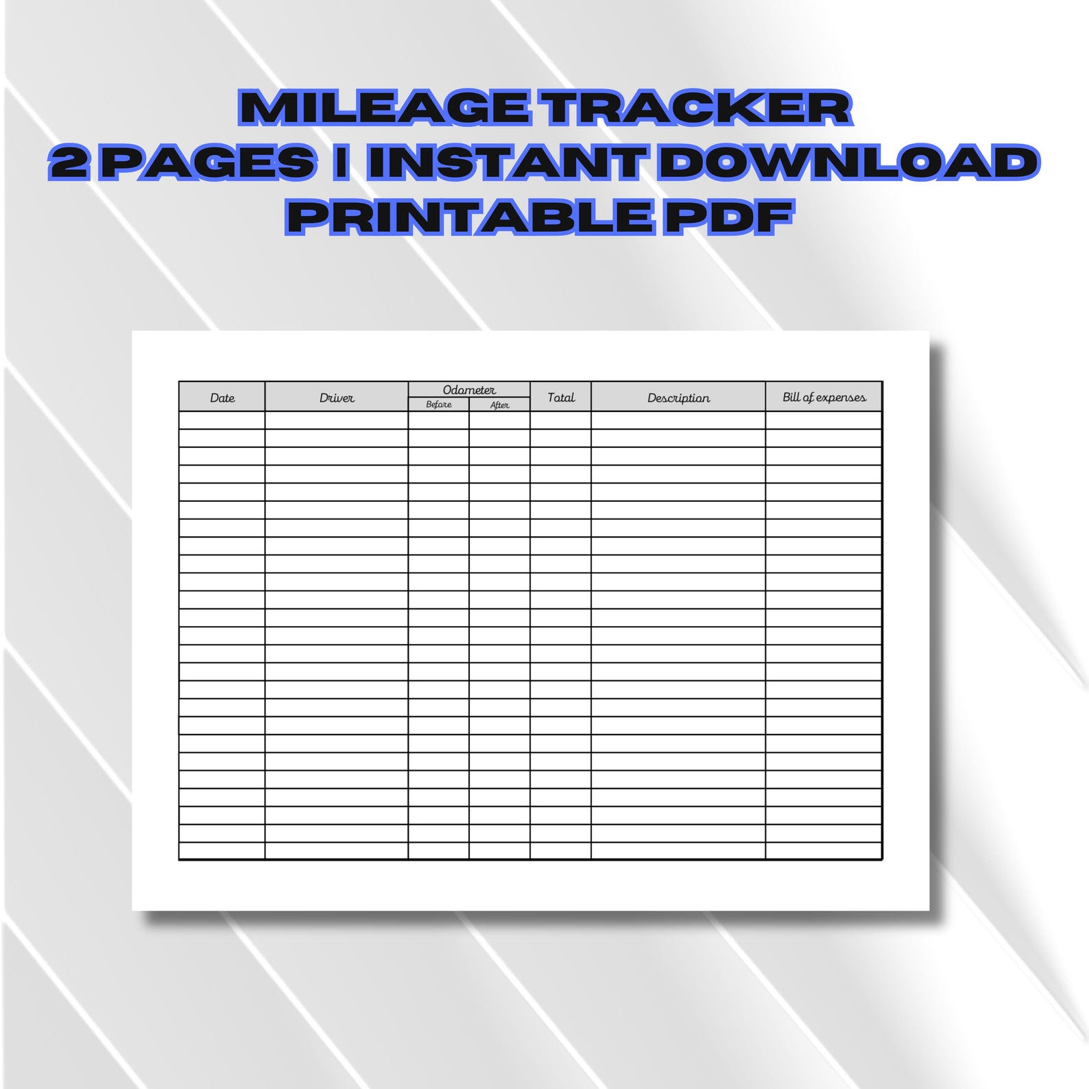Printable Mileage Tracker, Vehicle Mileage Spreadsheet PDF, Digital ...