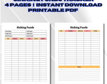Sinking Funds Tracker Printable, Savings Challenge, Savings Tracker ...