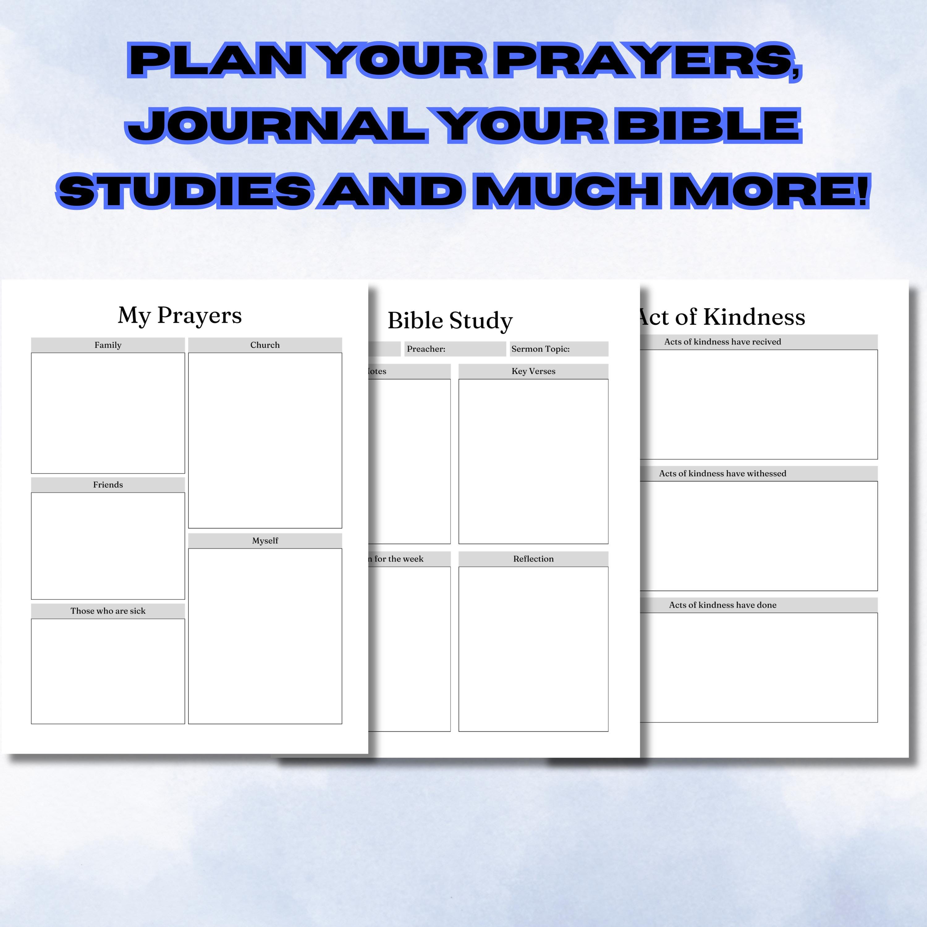 Printable Prayer Journal, Daily Bible Study Guide (PDF) - Etsy