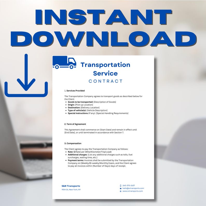 Editable Event Transport Contract, Shuttle & Transporter Service ...