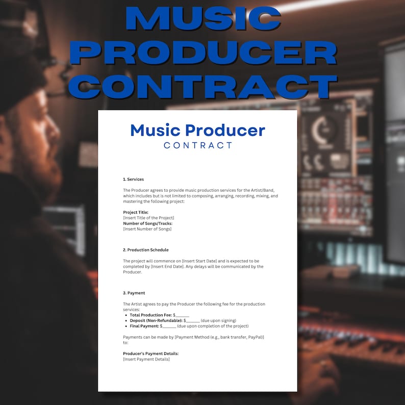 Customizable Music Producer Agreement Template, Contract for Music ...