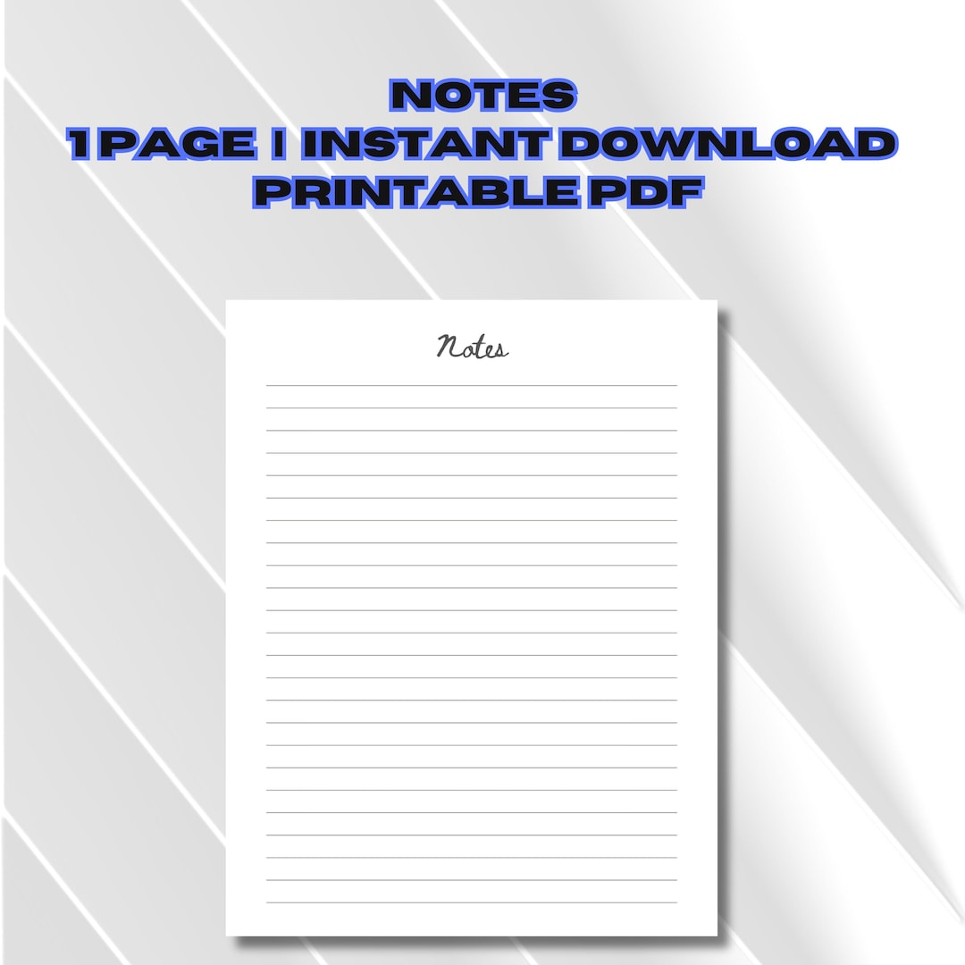 Printable Notes Page, Lined Notes Template PDF, Note-taking Sheet ...
