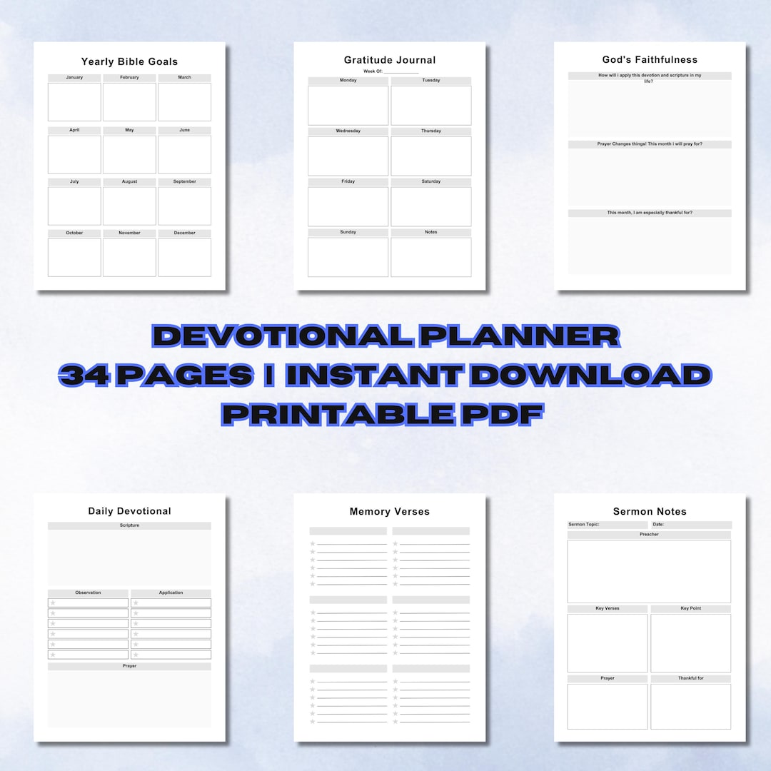 Devotional Planner, Printable Prayer Journal, Bible Study Companion ...