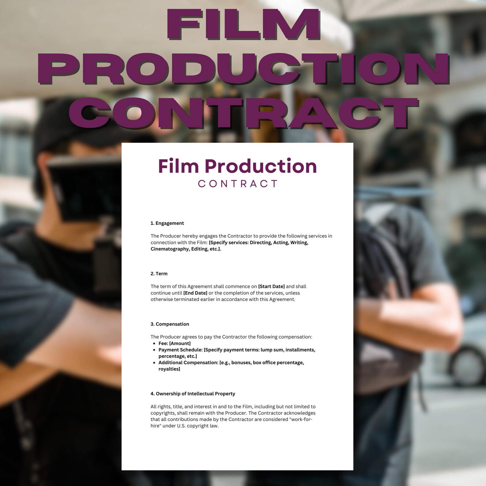 Customizable Film Production Agreement Template, Editable Movie ...