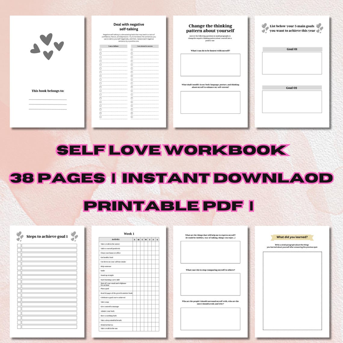 Self Love Workbook, Mental Health Tracker, 38-page Guide (PDF) - Etsy