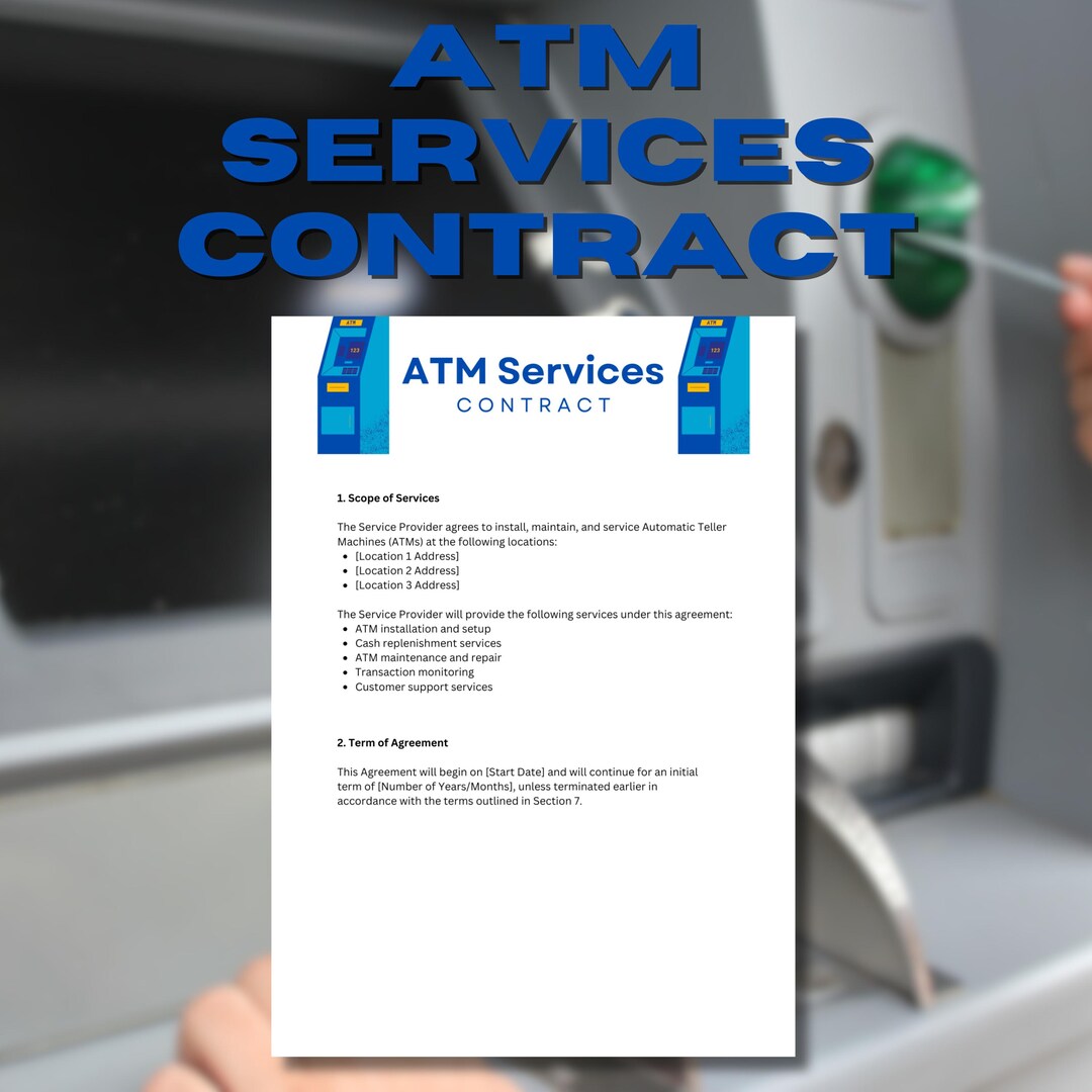 Professional ATM Agreement Form, ATM Services Contract Template, Atm Leasing Contract, Cashpoint ...