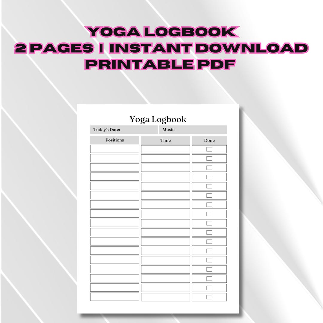 Yoga Logbook, Digital Yoga Journal, Fitness Planner Template, Yoga ...