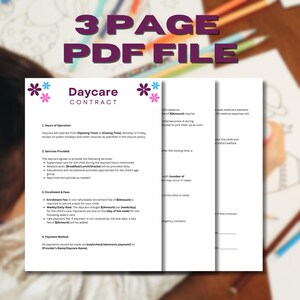 Customizable Daycare Contract, Preschool Enrollment Contract, Home ...