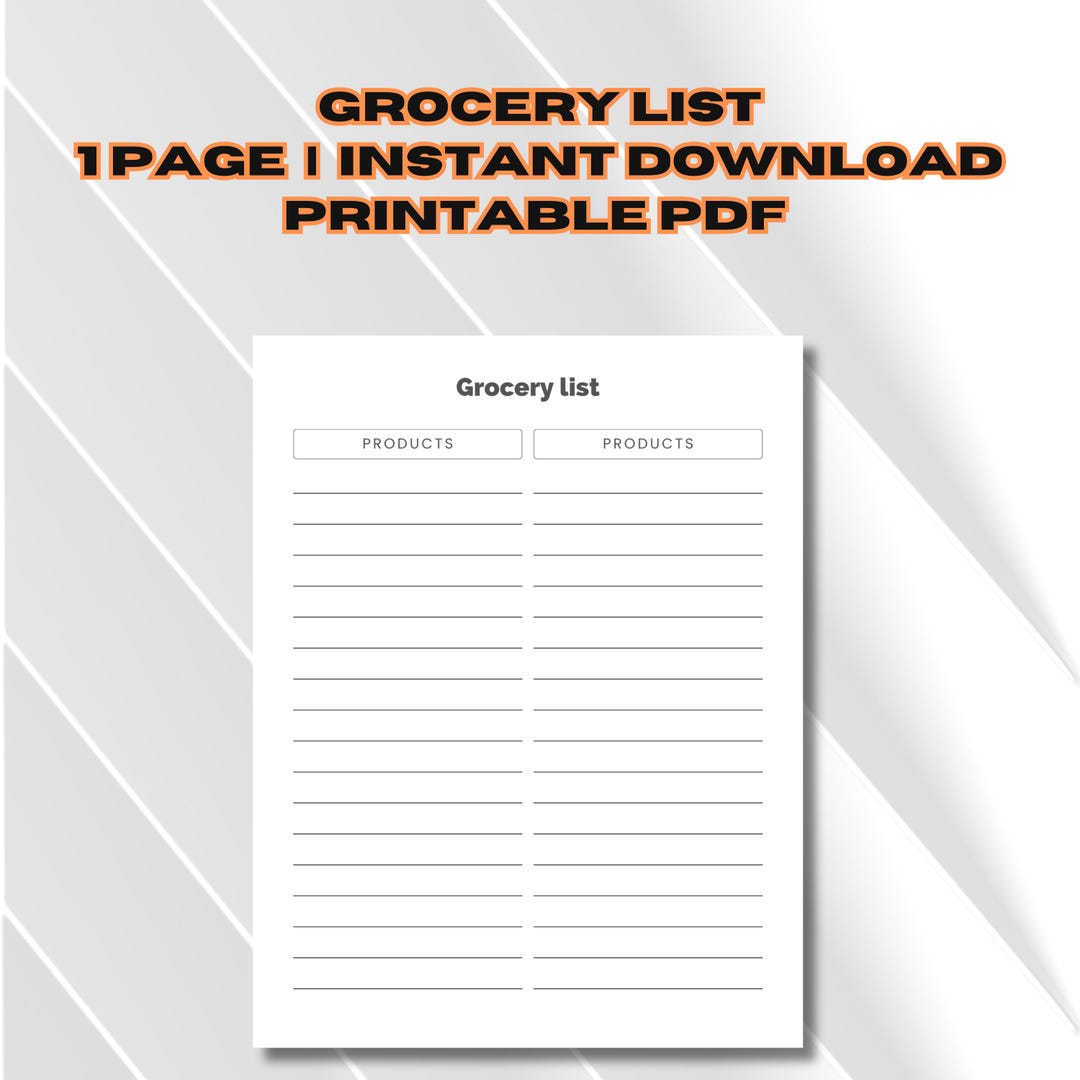 Printable Grocery List, Meal Planner Template, Food Shopping Organizer ...