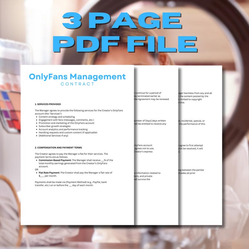 Onlyfans Management Agreement Template, Instagram Model Partnership Contract, Editable Agreement ...