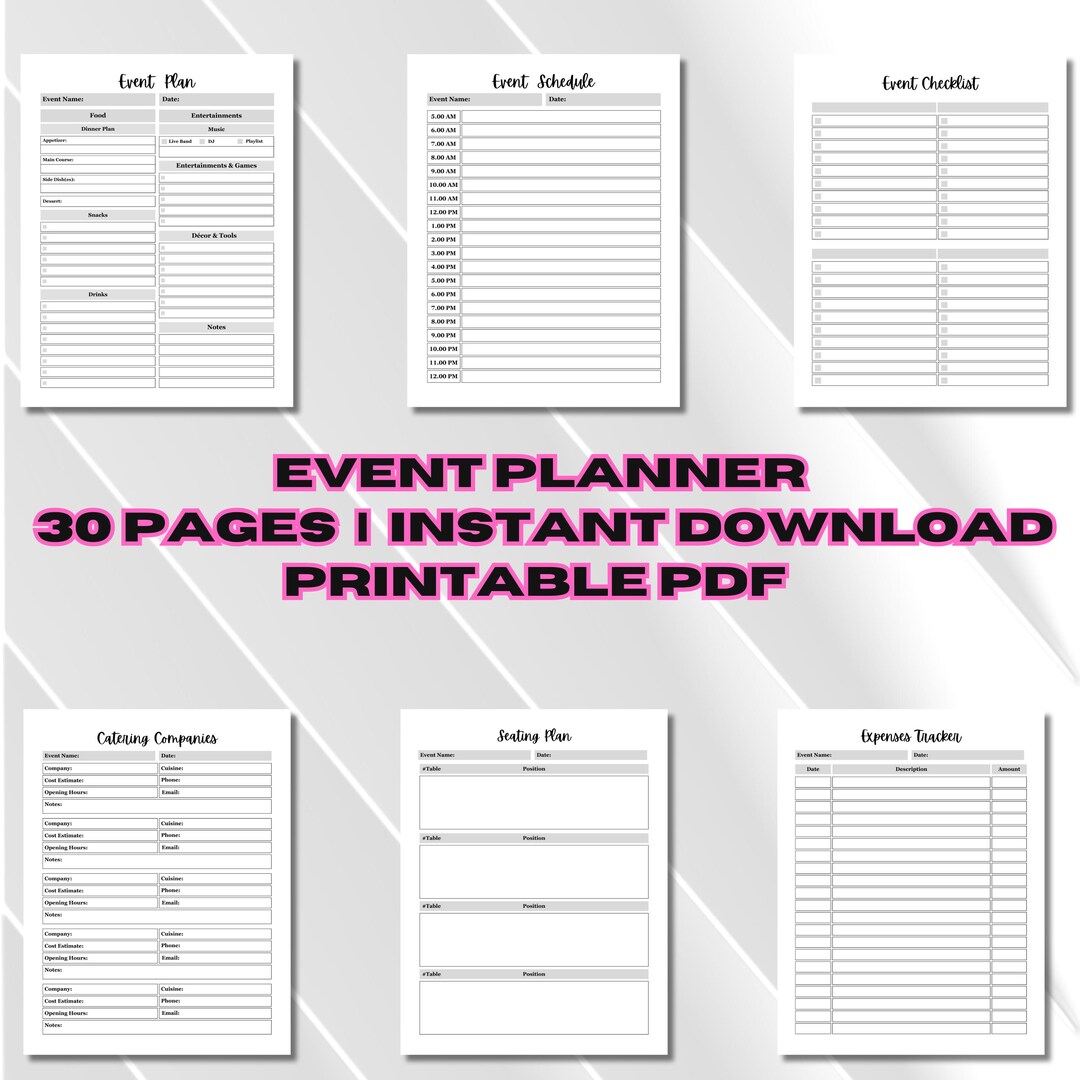 Event Planner Template, Printable Party Planner Bundle, Digital Event ...