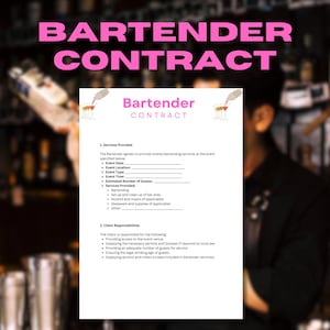 Editable Bartender Service Agreement, Mobile Bar Contract, Mobile Bar ...
