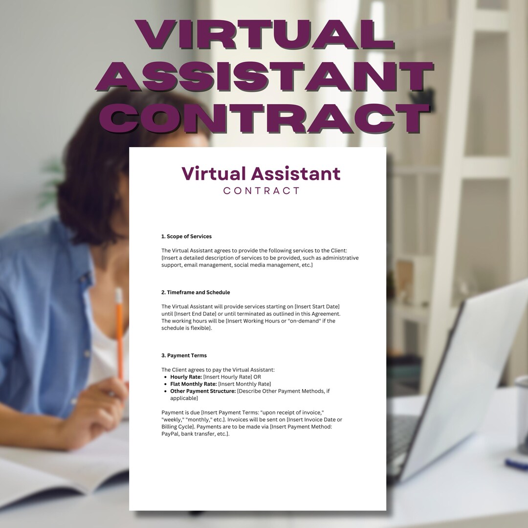 Editable Virtual Assistant Contract Template (printable PDF) - Etsy