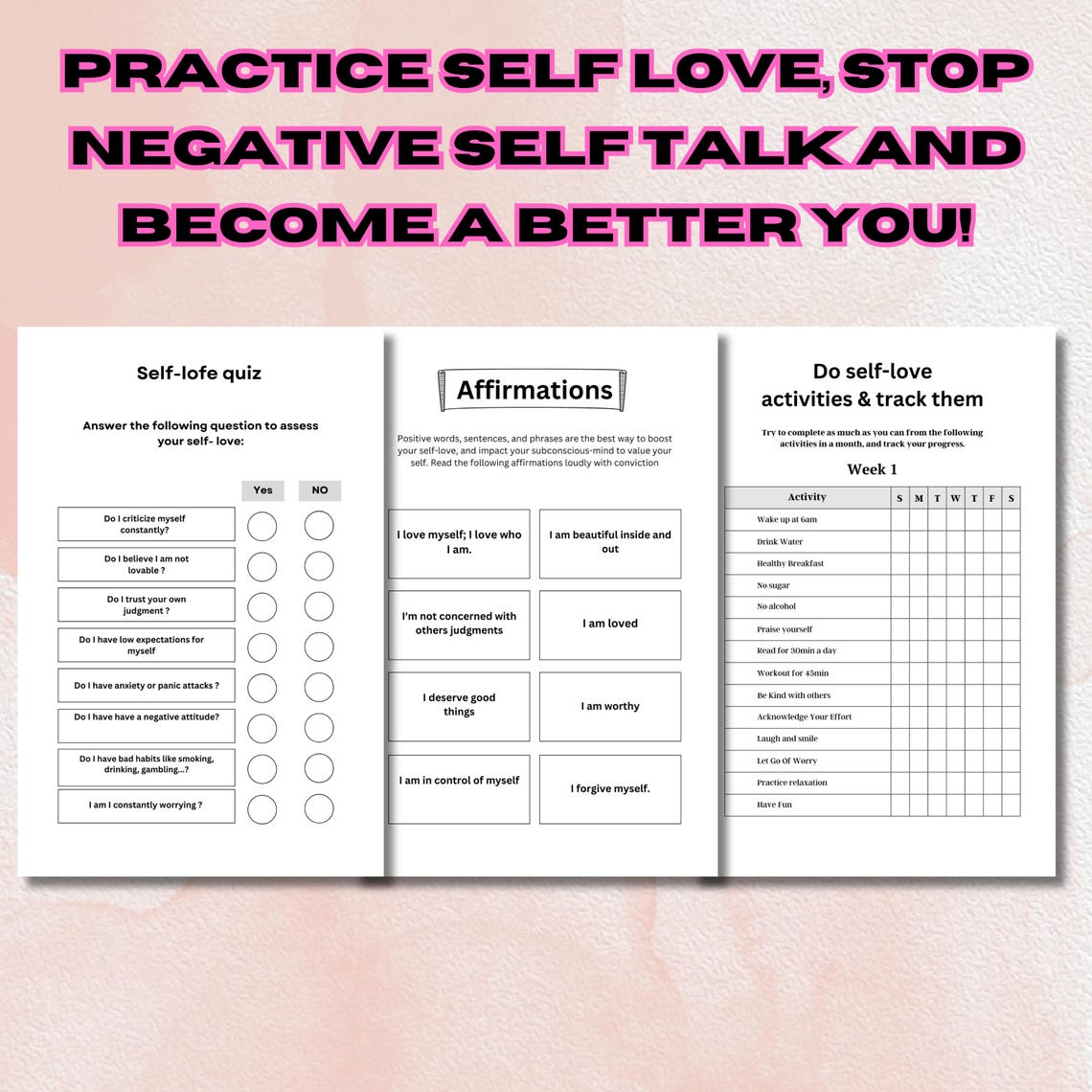 Self Love Workbook, Mental Health Tracker, 38-page Guide (PDF) - Etsy