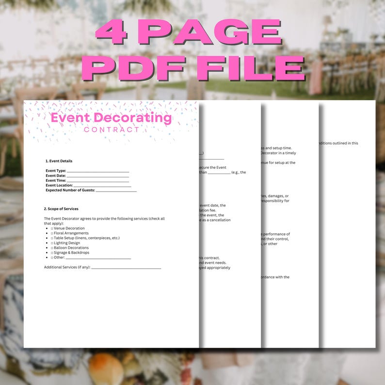 Event Decoration Service Agreement, Professional Event Design Services ...