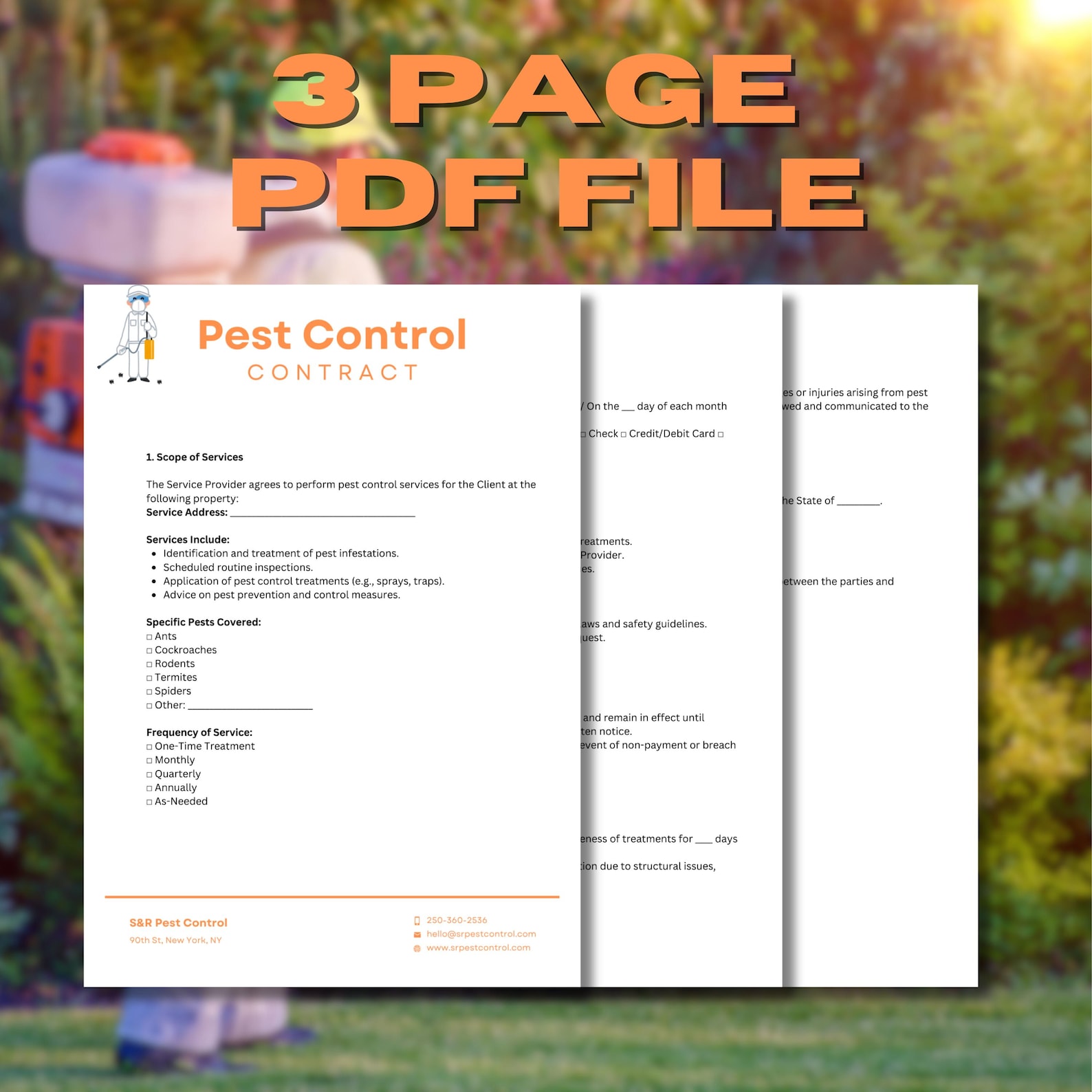 Editable Pest Control Agreement Template, Comprehensive & Detailed Pest ...