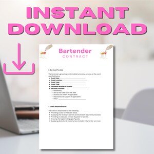 Editable Bartender Service Agreement, Mobile Bar Contract, Mobile Bar ...