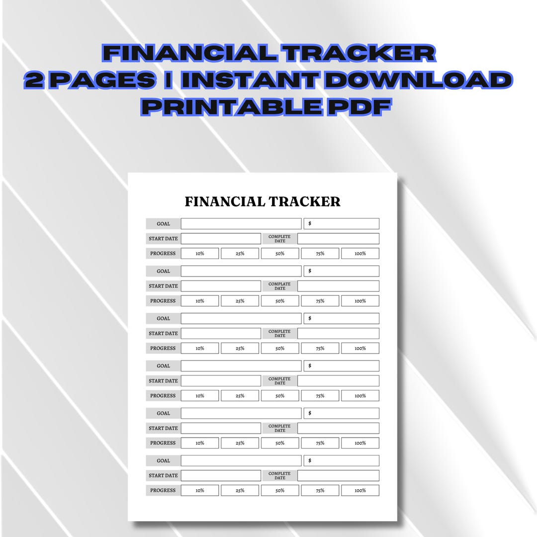 Printable Financial Tracker, Monthly Budget Planner (PDF) - Etsy