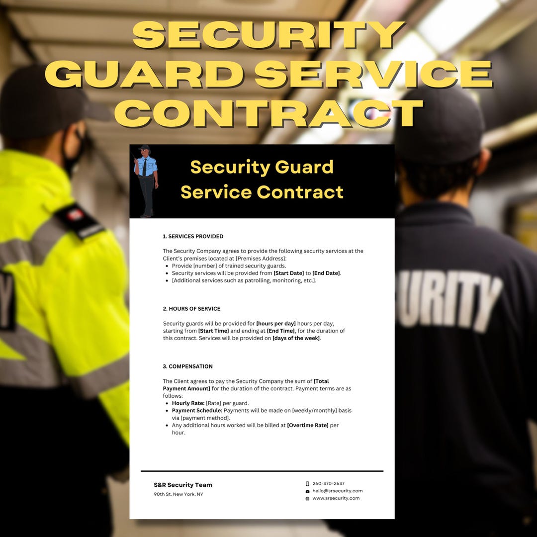 Editable Security Guard Agreement Template, Customizable Security ...