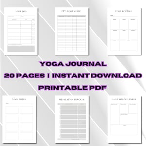 Printable Yoga Journal, Digital Fitness Planner, Yoga Routine Organizer ...