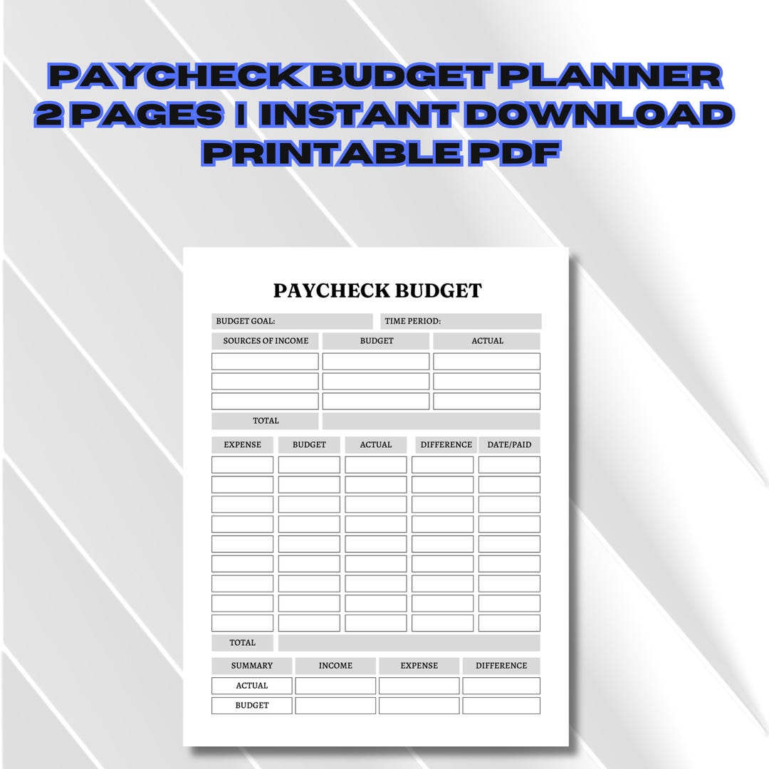 Paycheck Budget Planner, Bi-weekly Budget Tracker PDF, Printable ...