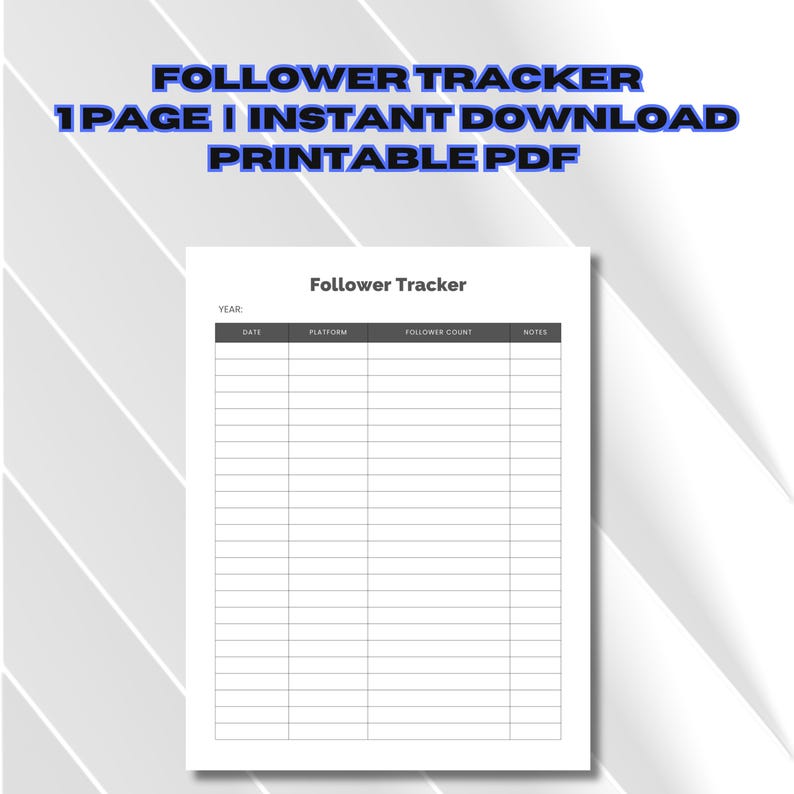 Printable Follower Tracker, Follower Analytics, Audience Growth Tracker ...