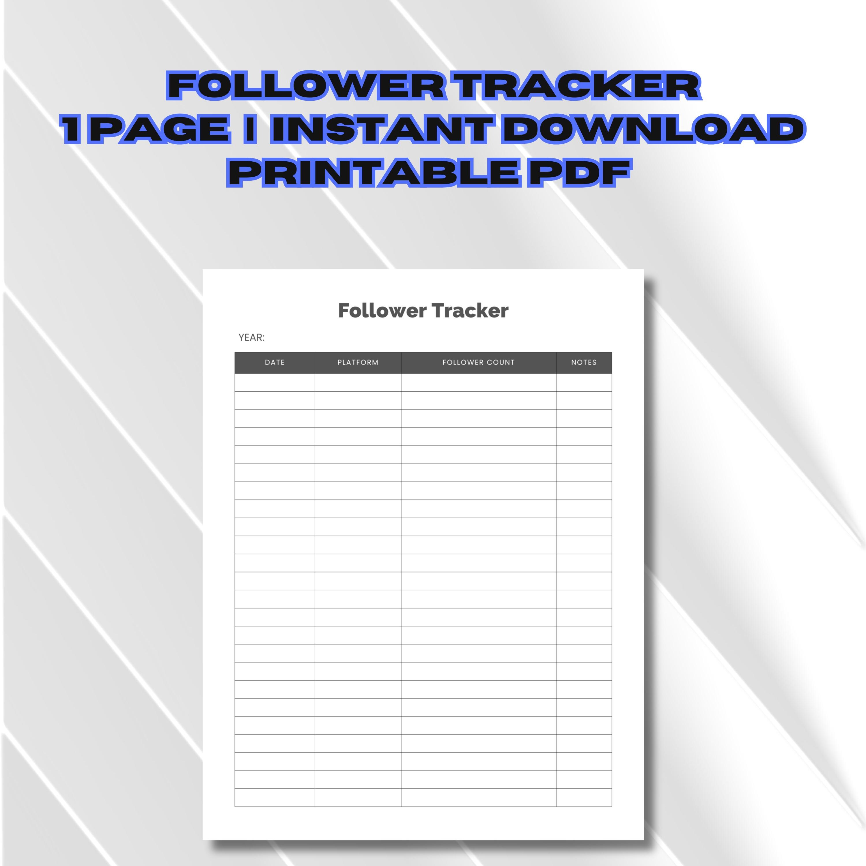 Printable Follower Tracker, Social Media Analytics (PDF) - Etsy