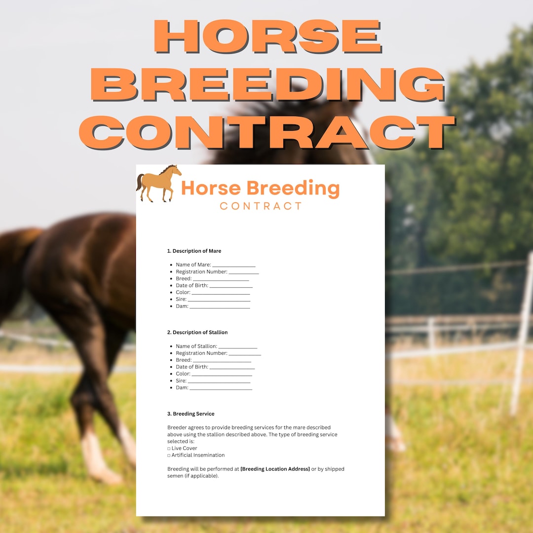 Equine Breeding Contract Template, Customizable Horse Breeding ...