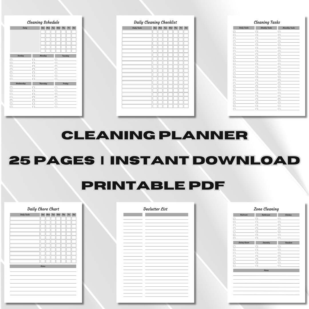 Printable Cleaning Planner, Housekeeping Checklist, Digital Weekly ...