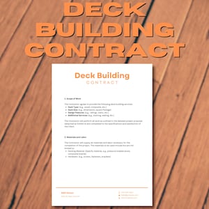 Deck Construction Agreement Template, Detailed Deck Building Form ...