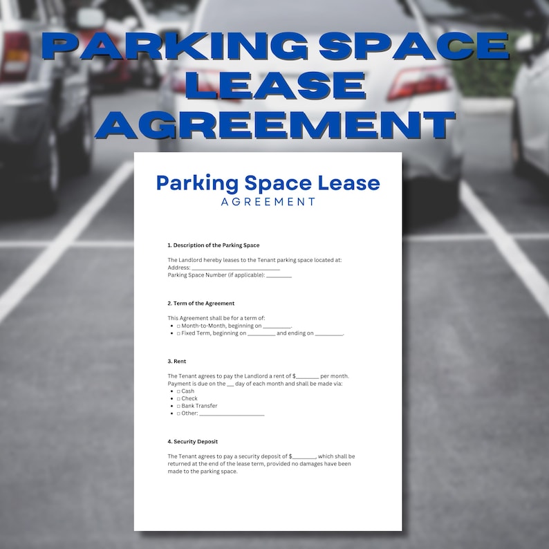 Digital Parking Space Lease Agreement, Parking Rental Contract Form ...