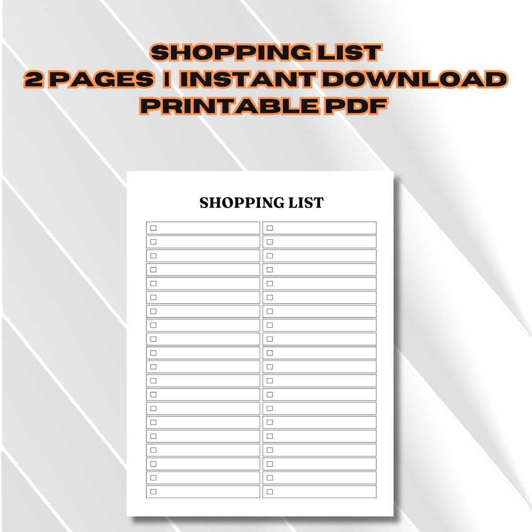 Printable Shopping List, Digital Shopping List Template, Purchase List ...