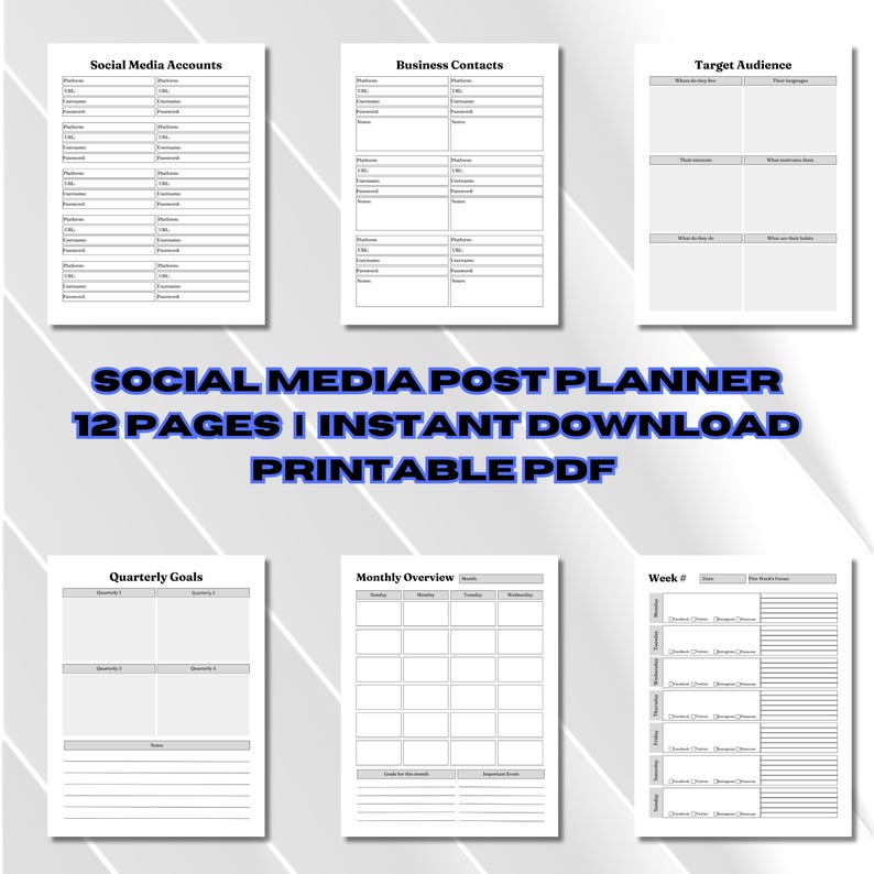 Social Media Content Planner, Essential Tool for Content Creators ...