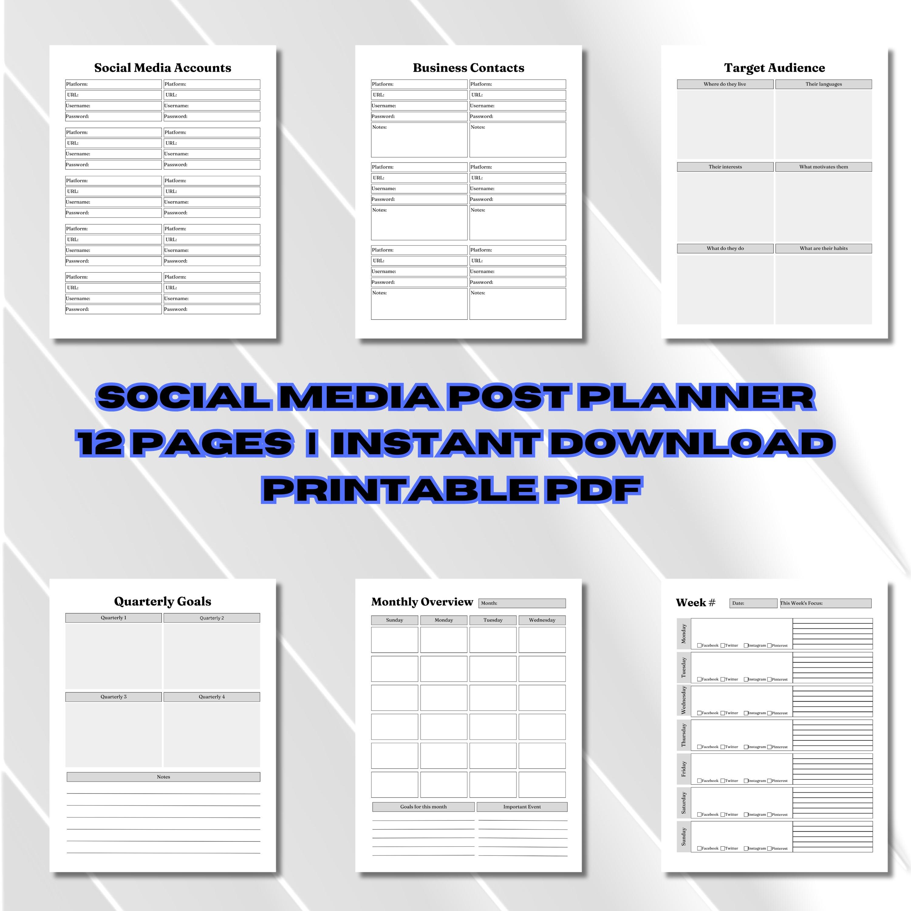 Social Media Content Planner, Essential Tool for Content Creators ...
