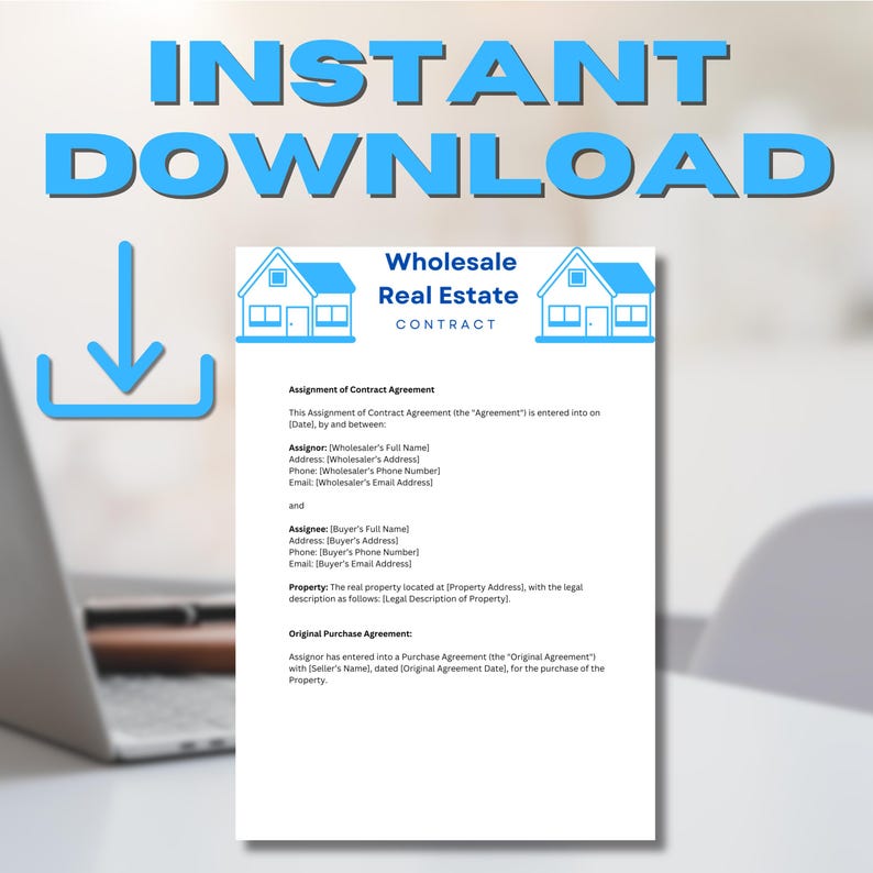 Realtor Purchase and Sale Contract, Editable Wholesale Real Estate ...