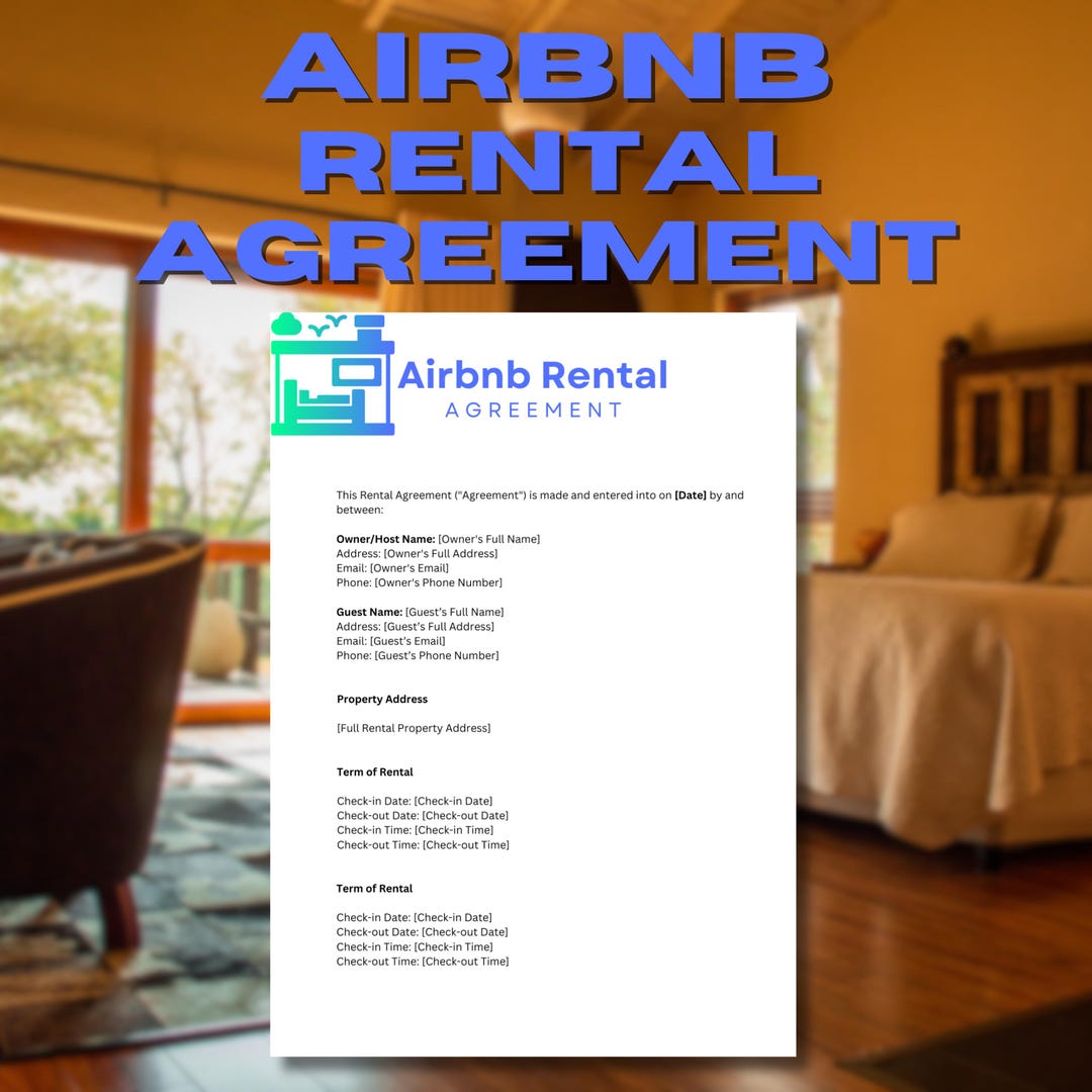 Airbnb Rental Agreement, Home Rental Services Contract, Airbnb Hosting ...