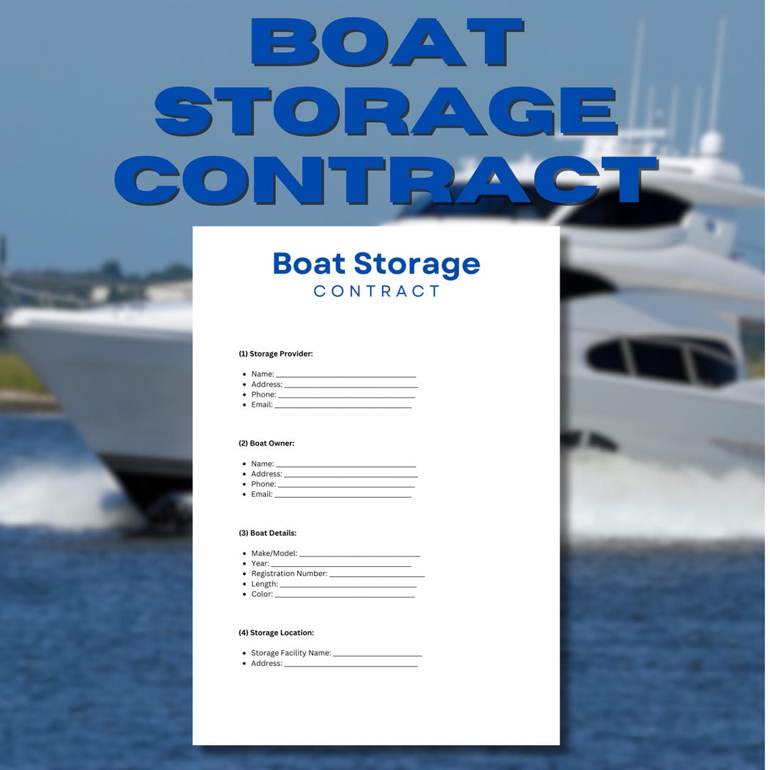 Customizable Boat Storage Contract Template, Boat Storage Lease ...