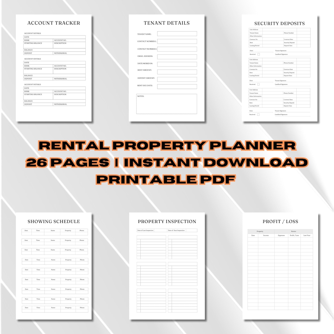 Printable Rental Property Planner, Landlord Property Management ...