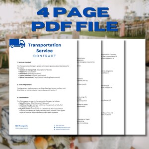Editable Event Transport Contract, Shuttle & Transporter Service ...