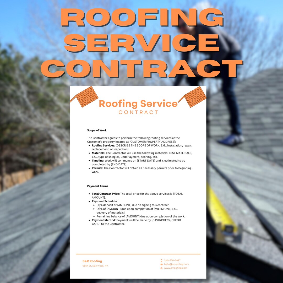 Residential Roofing Agreement, Roofing Proposal Contract, Editable ...