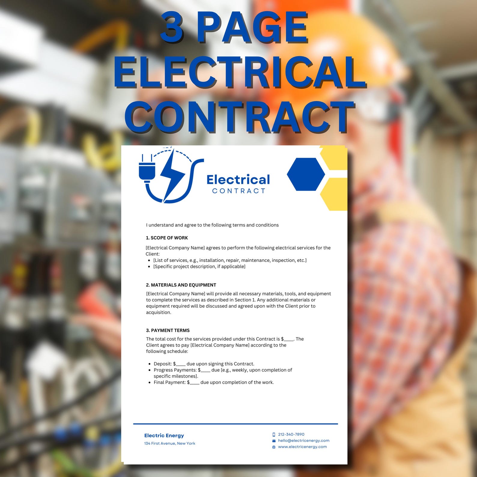Electrical Contract, Estimate Template, Electrician Services Agreement ...