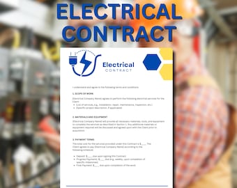 Editable and Printable Electrical Contract Template, Electrical ...