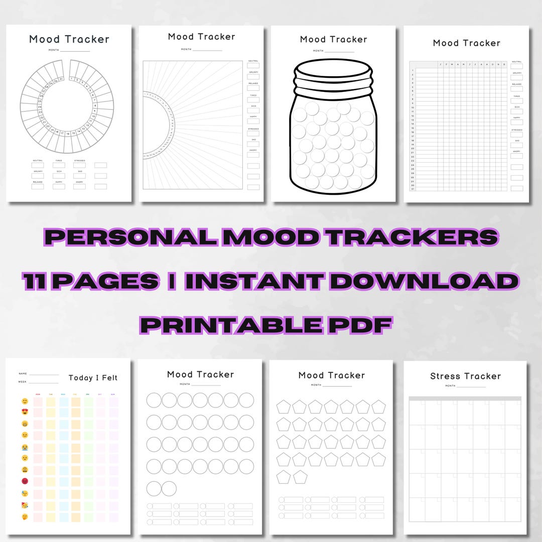 Printable Mood Tracker, Mental Health Journal, Emotion Log, Personal ...