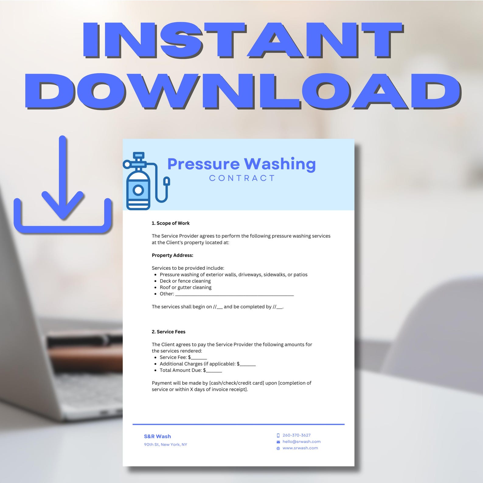 Customizable Pressure Washing Agreement, Professional Pressure Washing ...