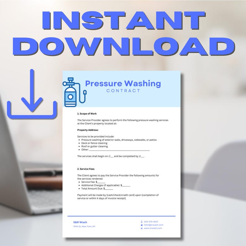 Customizable Pressure Washing Agreement, Professional Pressure Washing ...
