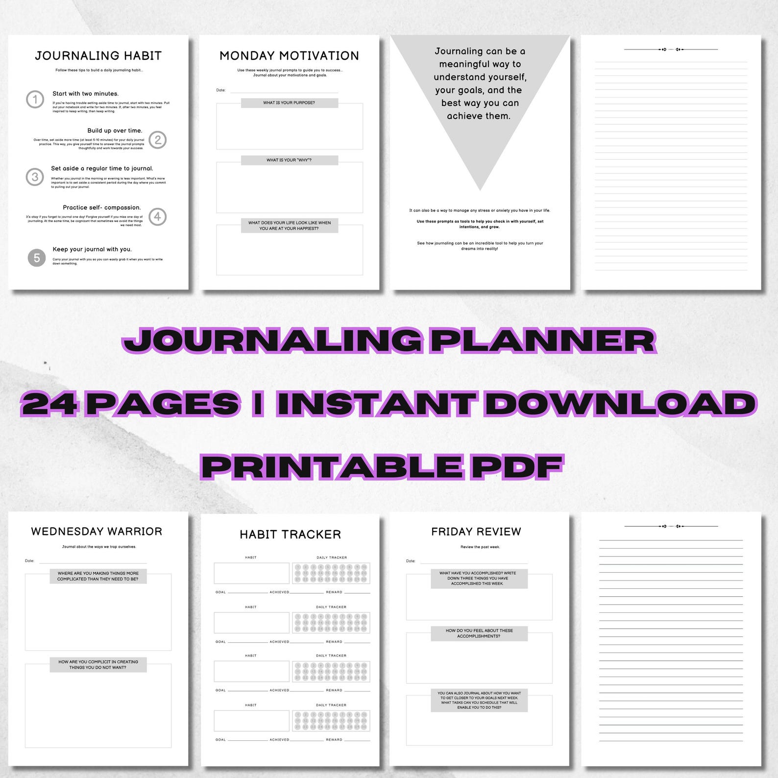 Digital Journaling Planner, Printable Self-care Planner, Wellness ...