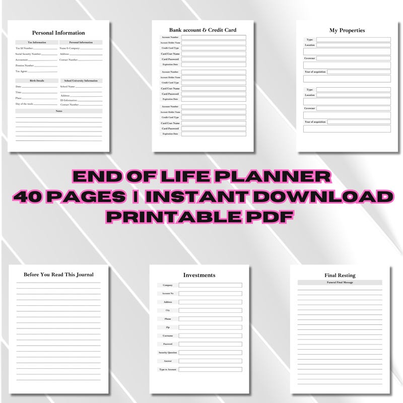 End of Life Planner - Etsy