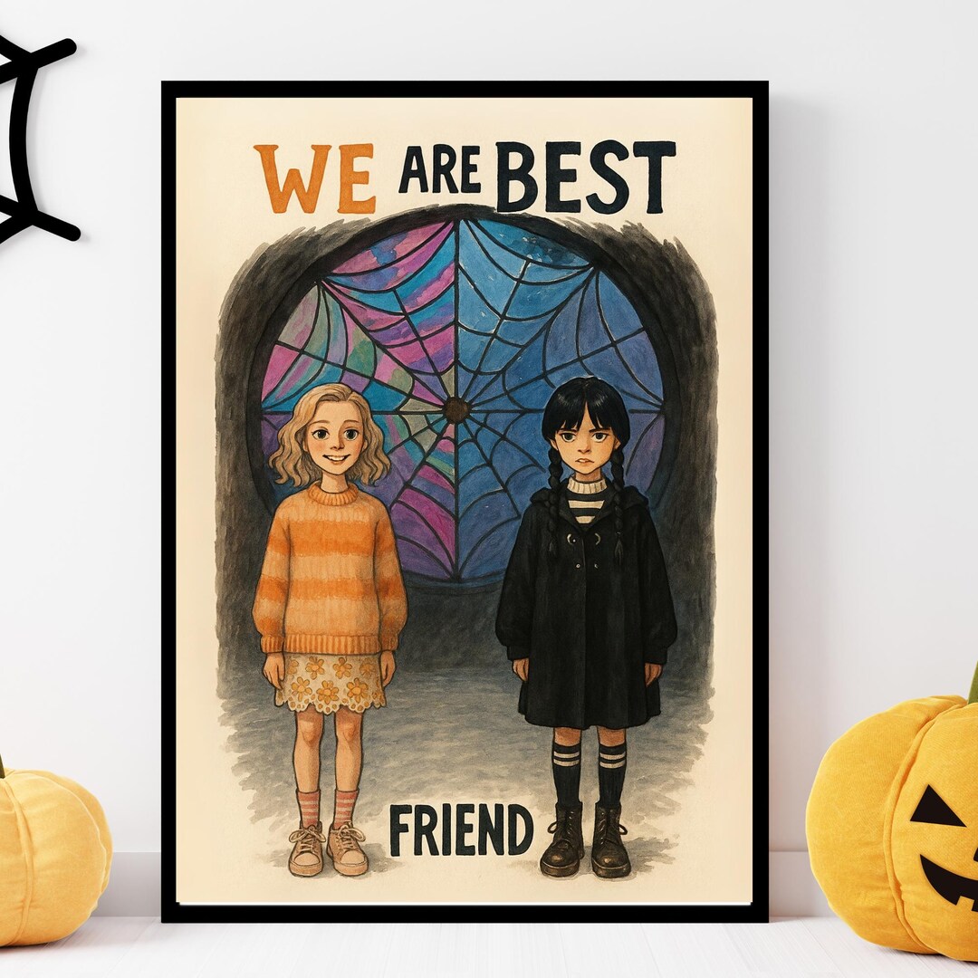 Wednesday Addams & Enid Poster, BFF Wall Art Print, Best Friends ...